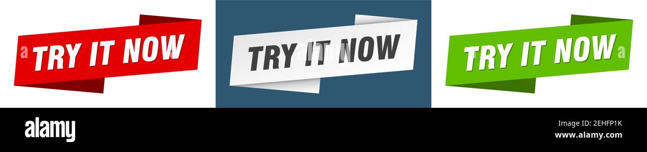 try it now ribbon label sign set. try it now banner Stock Vector Image ...