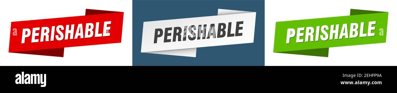 perishable ribbon label sign set. perishable banner Stock Vector Image ...