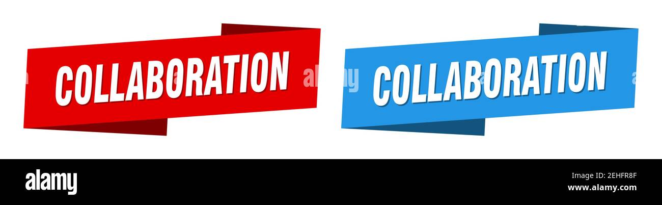 collaboration ribbon label sign set. collaboration banner Stock Vector ...