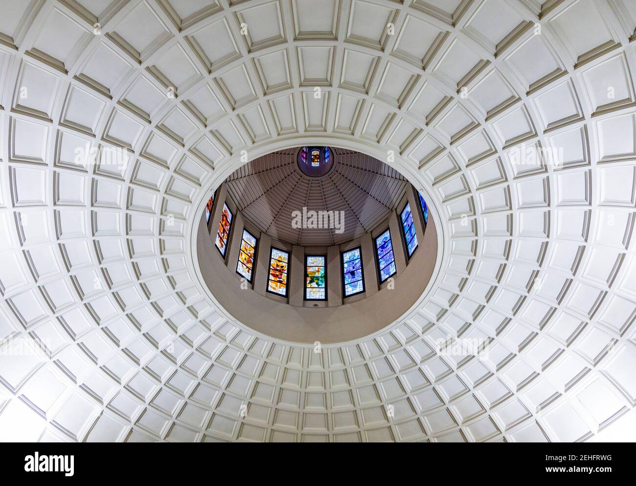 Cupola inside a church with beautiful colored crystals and perfect geo ...