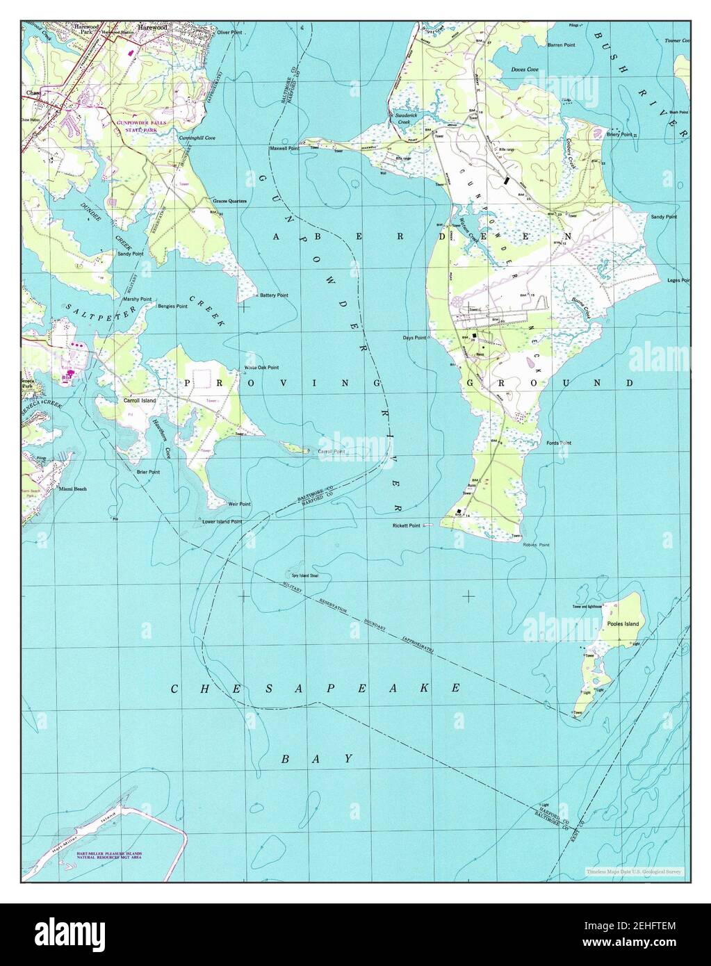 Gunpowder Neck, Maryland, map 1995, 1:24000, United States of America ...