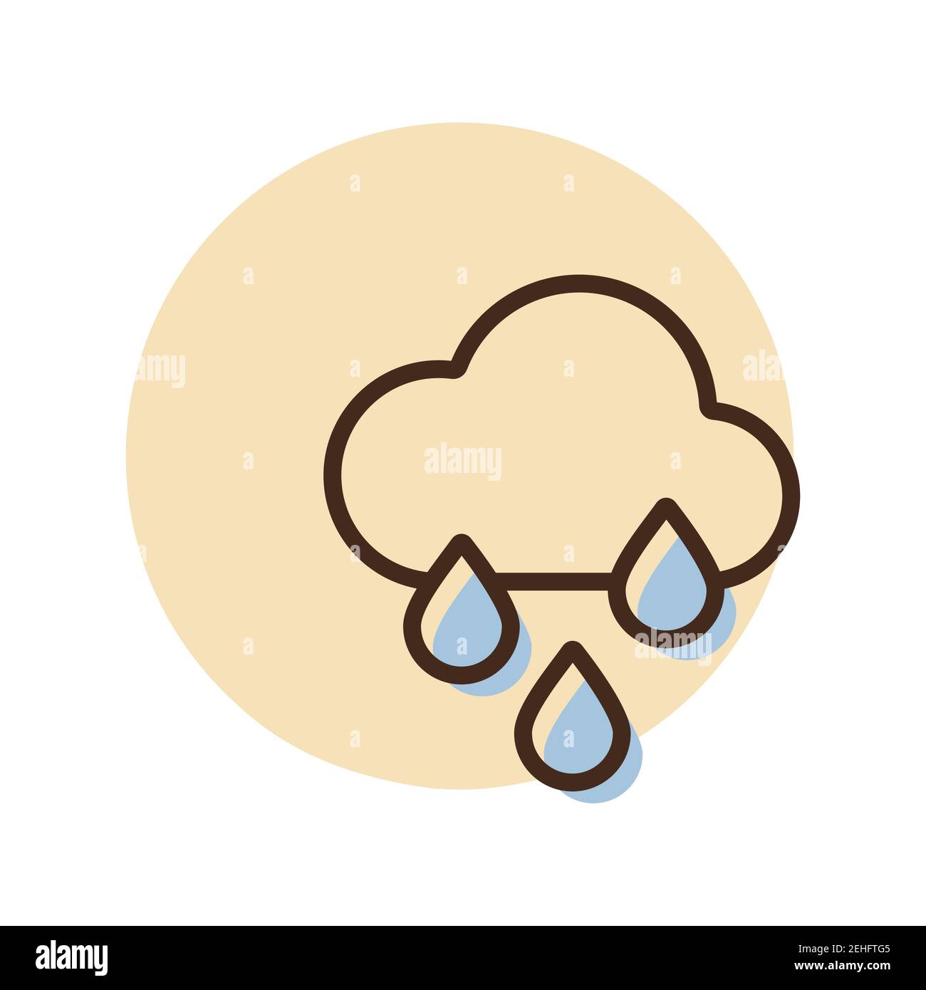 Raincloud with raindrops vector icon. Meteorology sign. Graph symbol ...