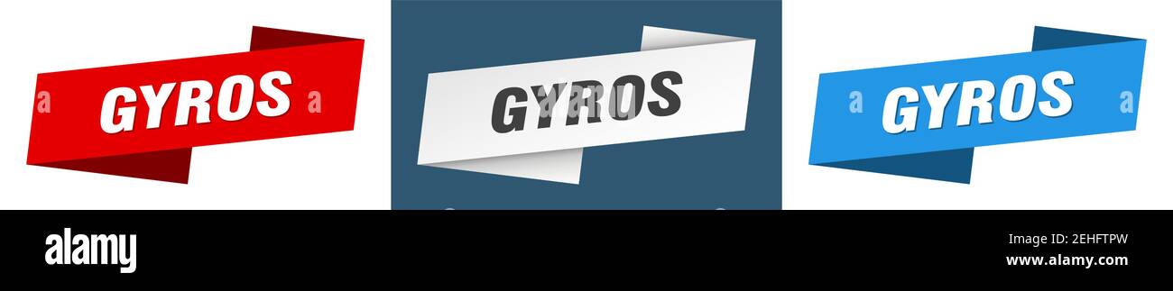 gyros ribbon label sign set. gyros banner Stock Vector Image & Art - Alamy