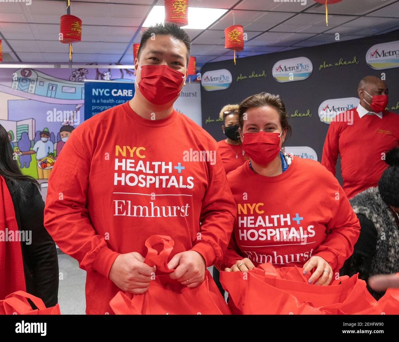 New York, NY - February 19, 2021: Eric Wei and Helen Arteaga Landaverde ...