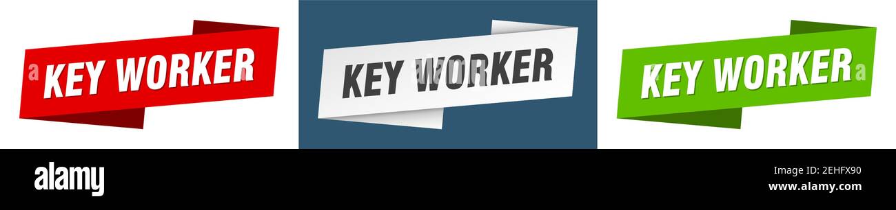 key worker ribbon label sign set. key worker banner Stock Vector Image ...