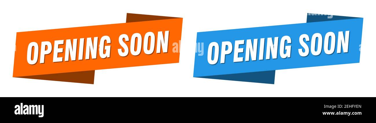 opening soon ribbon label sign set. opening soon banner Stock Vector ...