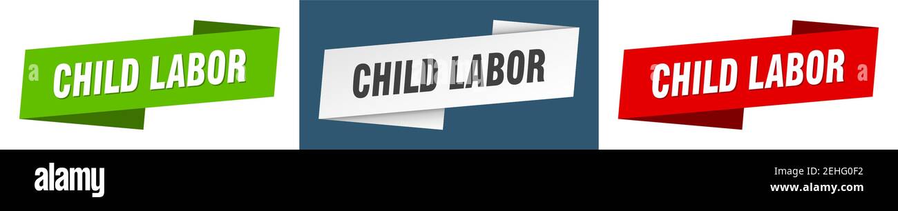 child labor ribbon label sign set. child labor banner Stock Vector ...
