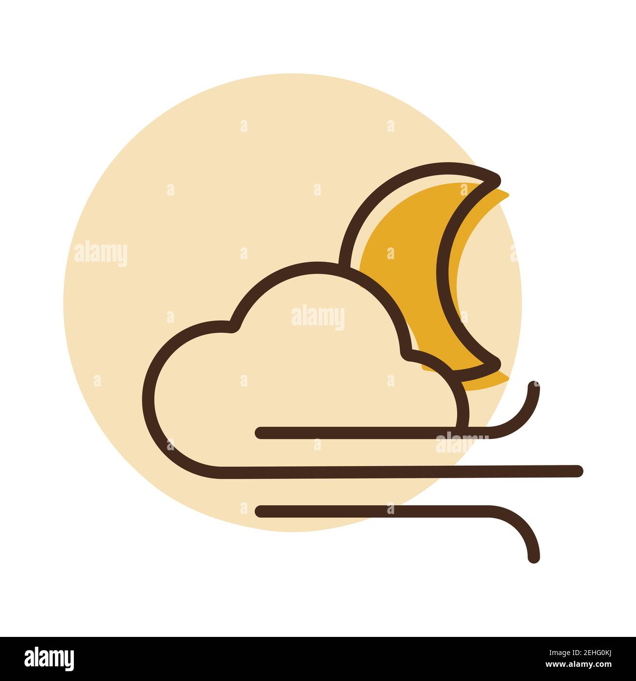 Moon cloudy and wind vector icon. Meteorology sign. Graph symbol for ...