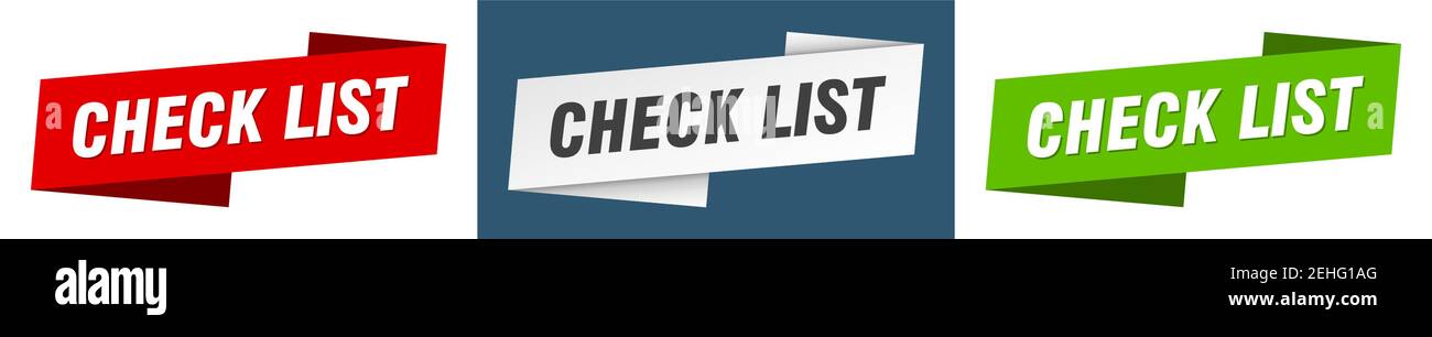 check list ribbon label sign set. check list banner Stock Vector Image ...