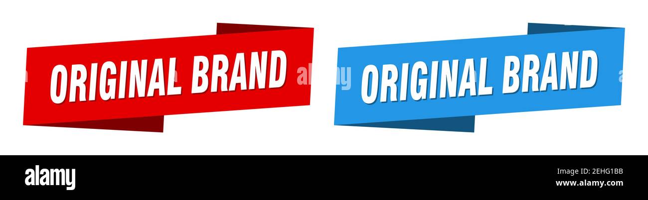 original brand ribbon label sign set. original brand banner Stock ...