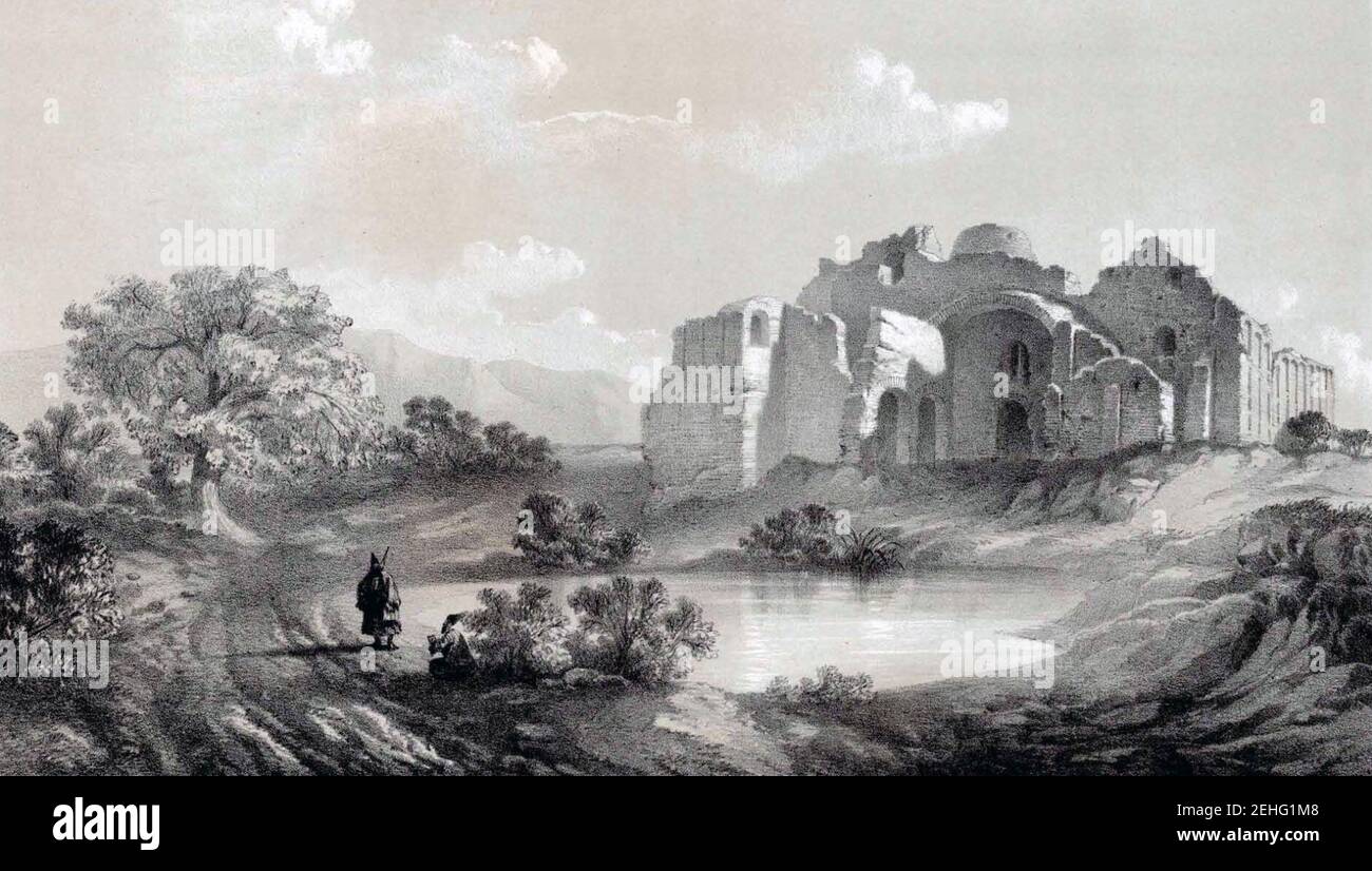 Palace of Ardashir by Eugène Flandin Stock Photo - Alamy