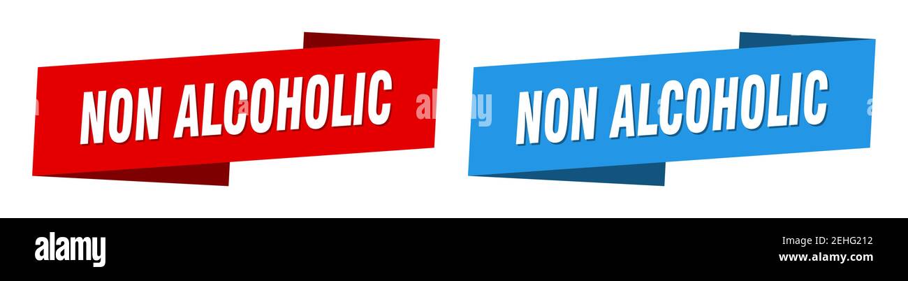 non alcoholic ribbon label sign set. non alcoholic banner Stock Vector ...