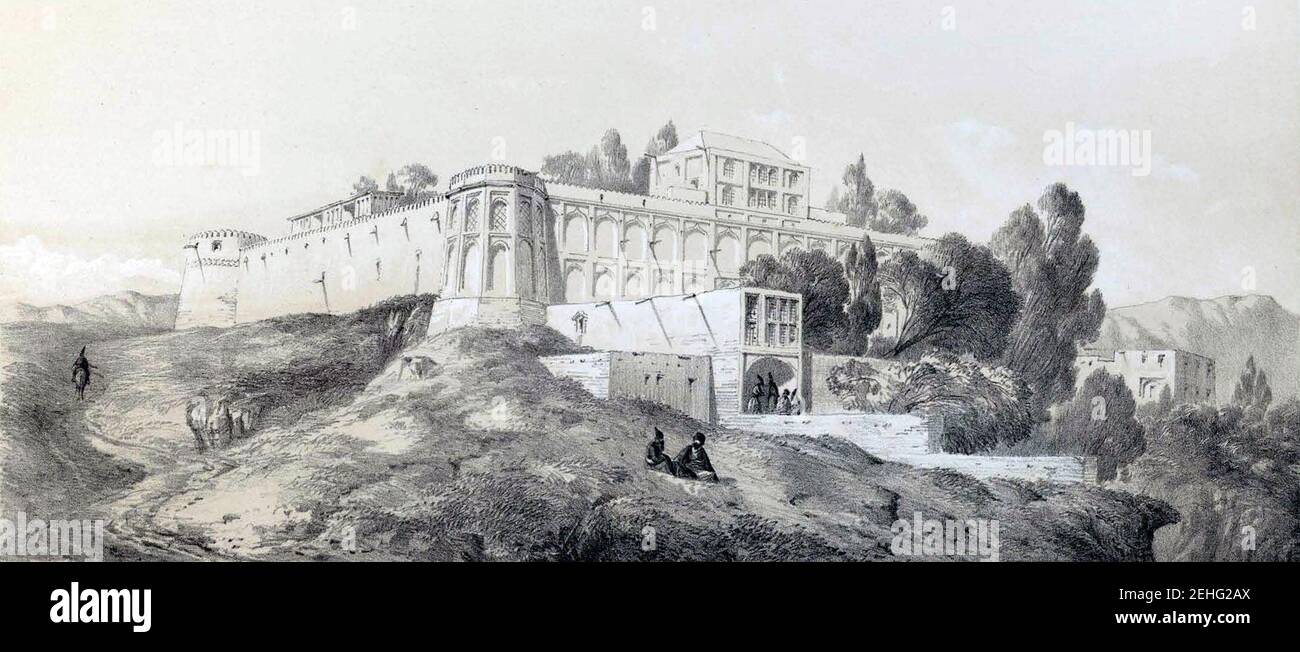 Palace of Qasr e Qajar by Eugène Flandin Stock Photo - Alamy
