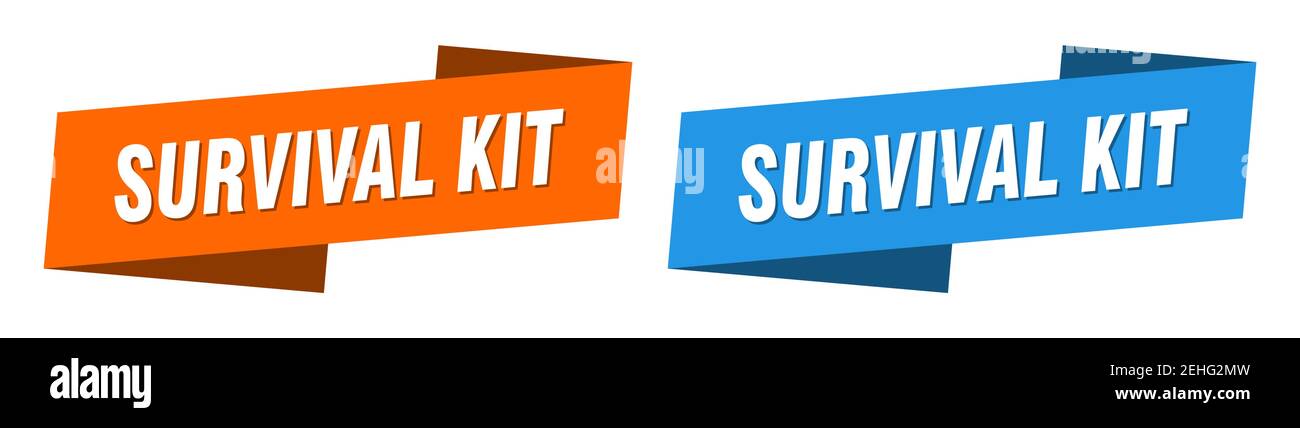 survival kit ribbon label sign set. survival kit banner Stock Vector ...