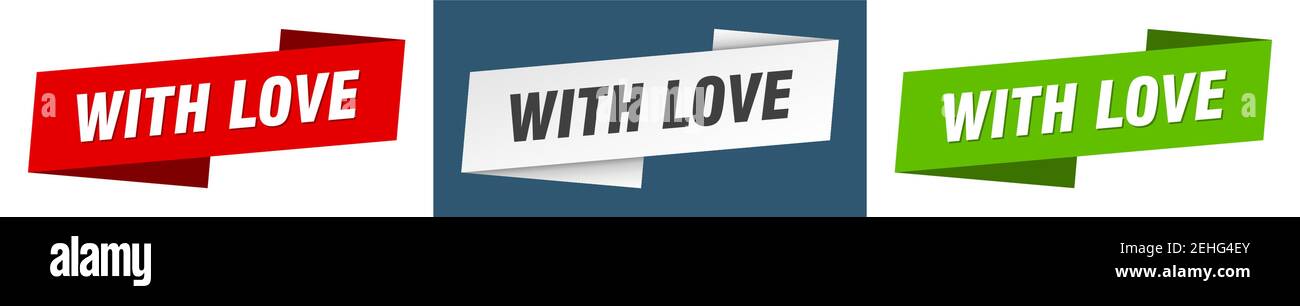 with love ribbon label sign set. with love banner Stock Vector Image ...