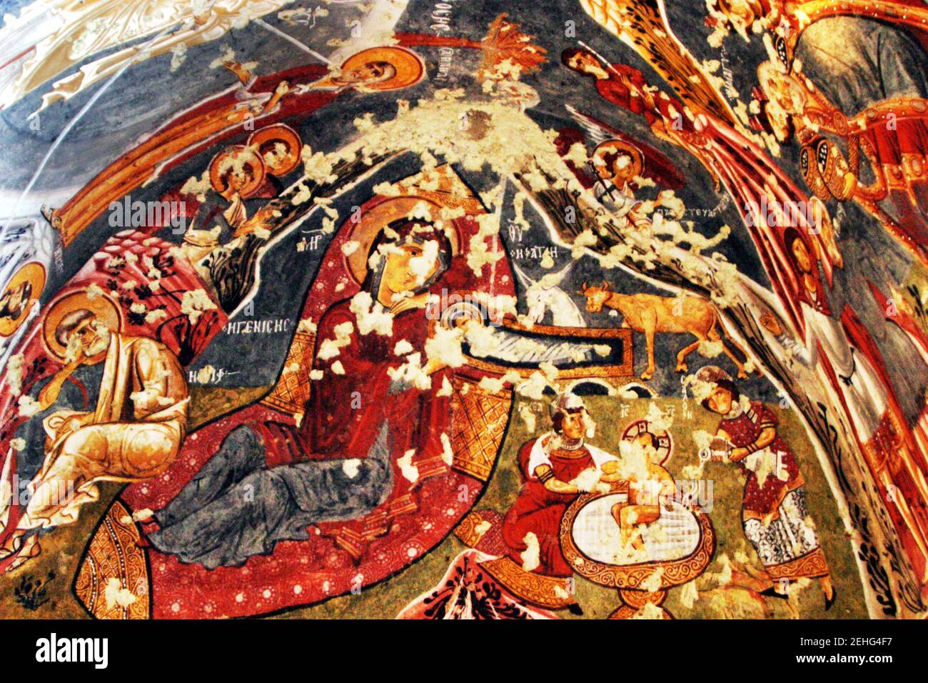 Christian frescoes at cave in Goreme District, Aksaray, Cappadocia ...