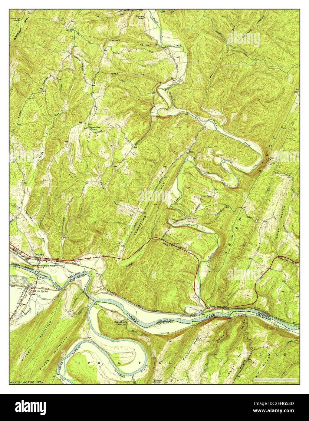 Oldtown, Maryland, map 1951, 1:24000, United States of America by ...