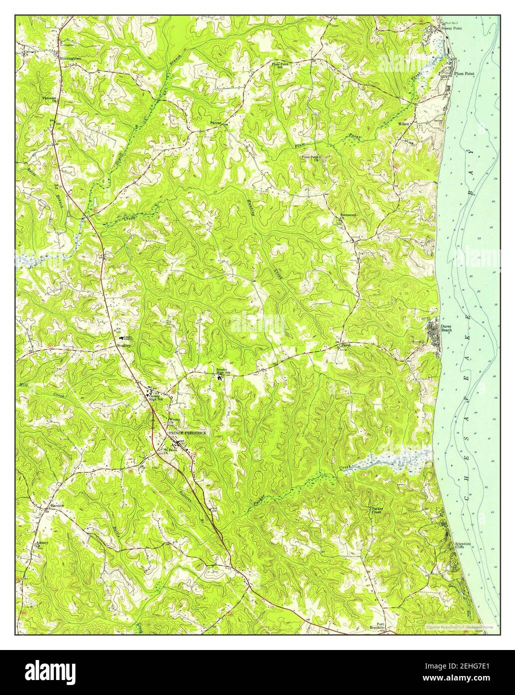 Prince Frederick, Maryland, map 1953, 1:24000, United States of America ...