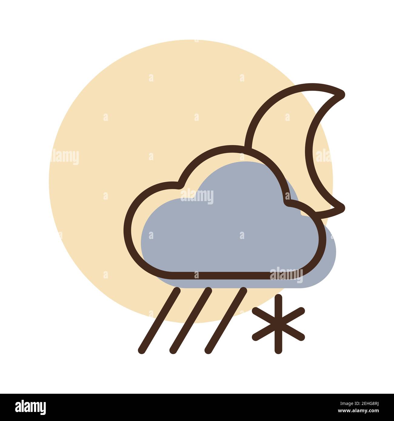 Rain cloud with snow moon icon. Meteorology sign. Graph symbol for ...