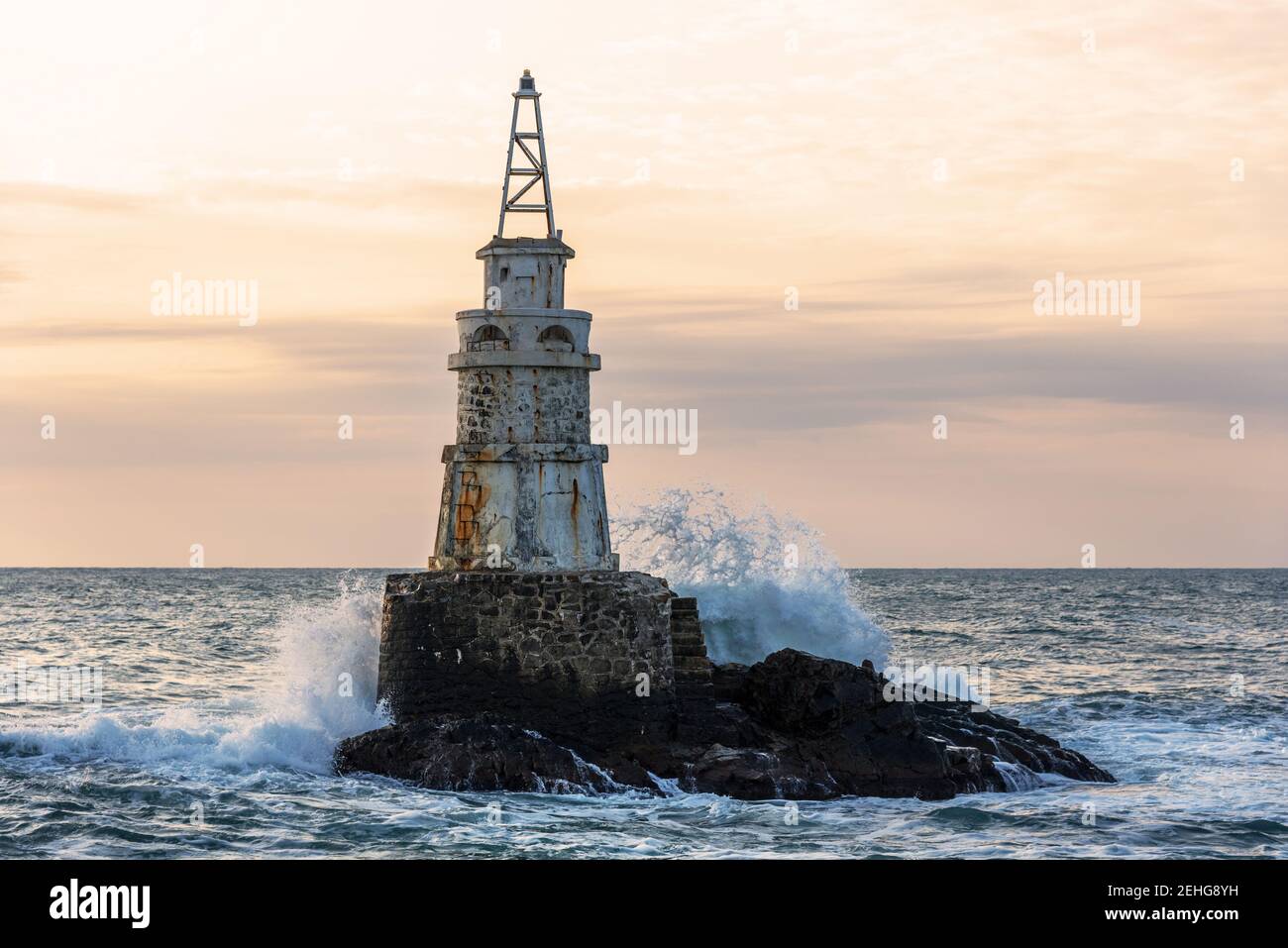 Sunrise at the lighthouse in Ahtopol, Bulgaria at summer Stock Photo ...