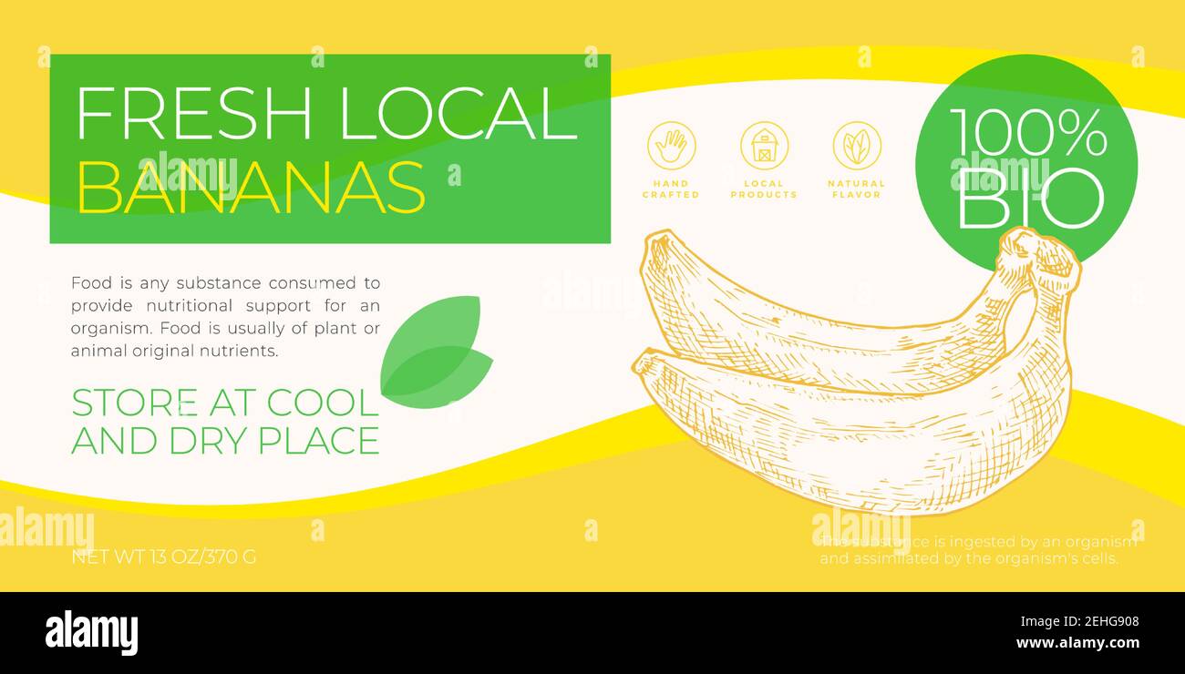 Fresh Local Fruits Label Template. Abstract Vector Packaging Horizontal ...