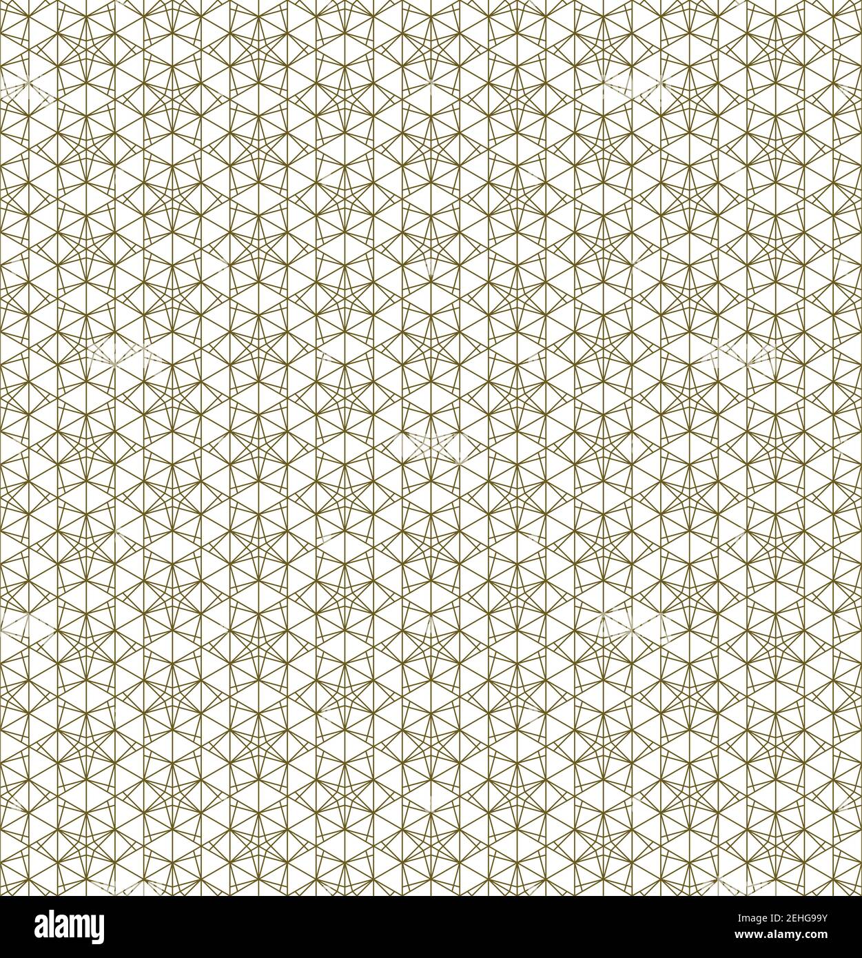 Japanese seamless Kumiko pattern in golden with thin lines Stock Vector ...