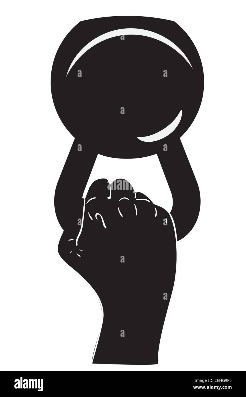 Human hand holding kettlebell, sports themed illustration Stock Vector ...