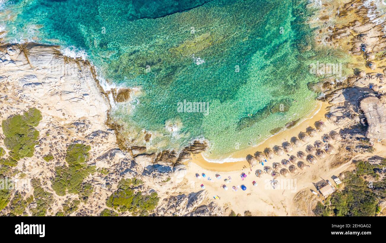 Tigania beach in Greece aerial Stock Photo - Alamy