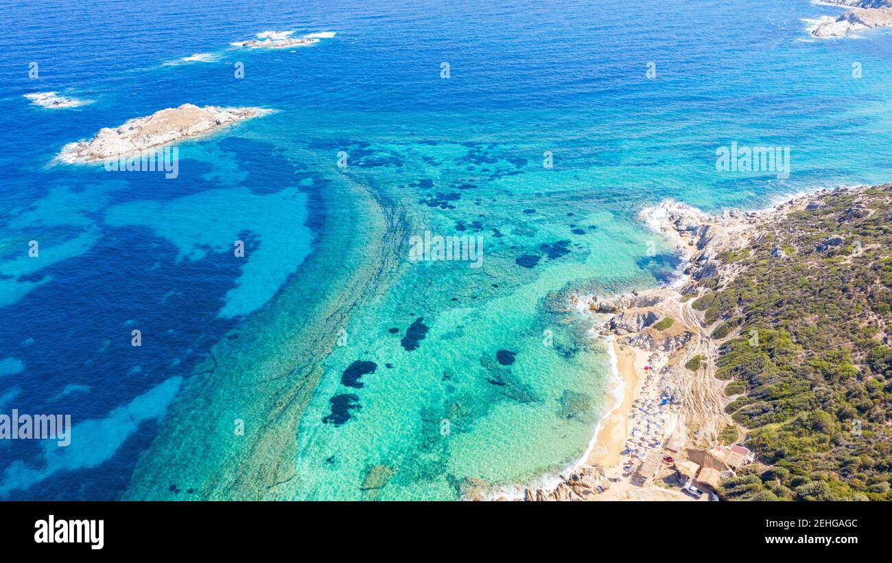 Tigania beach in Greece aerial Stock Photo - Alamy