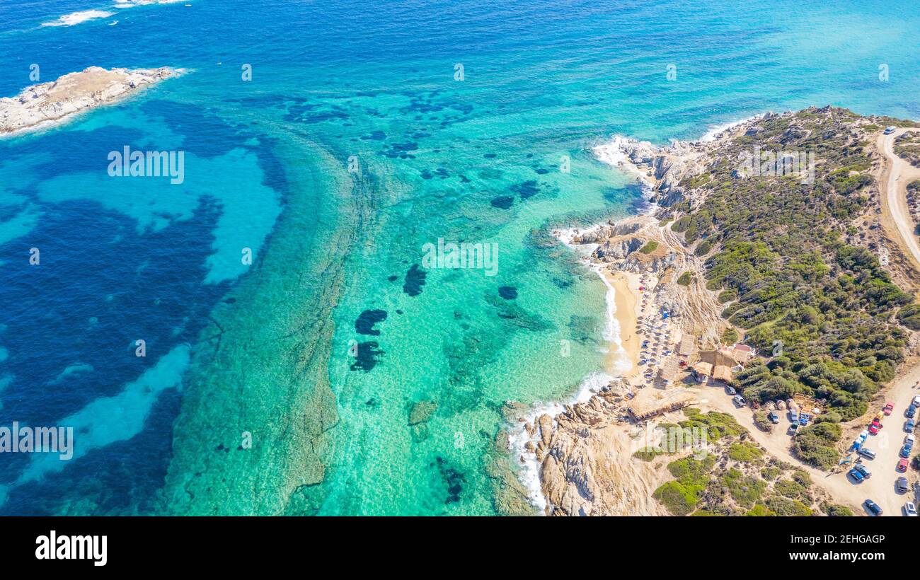 Tigania beach in Greece aerial Stock Photo - Alamy