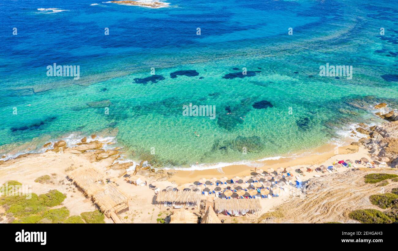 Tigania beach in Greece aerial Stock Photo - Alamy