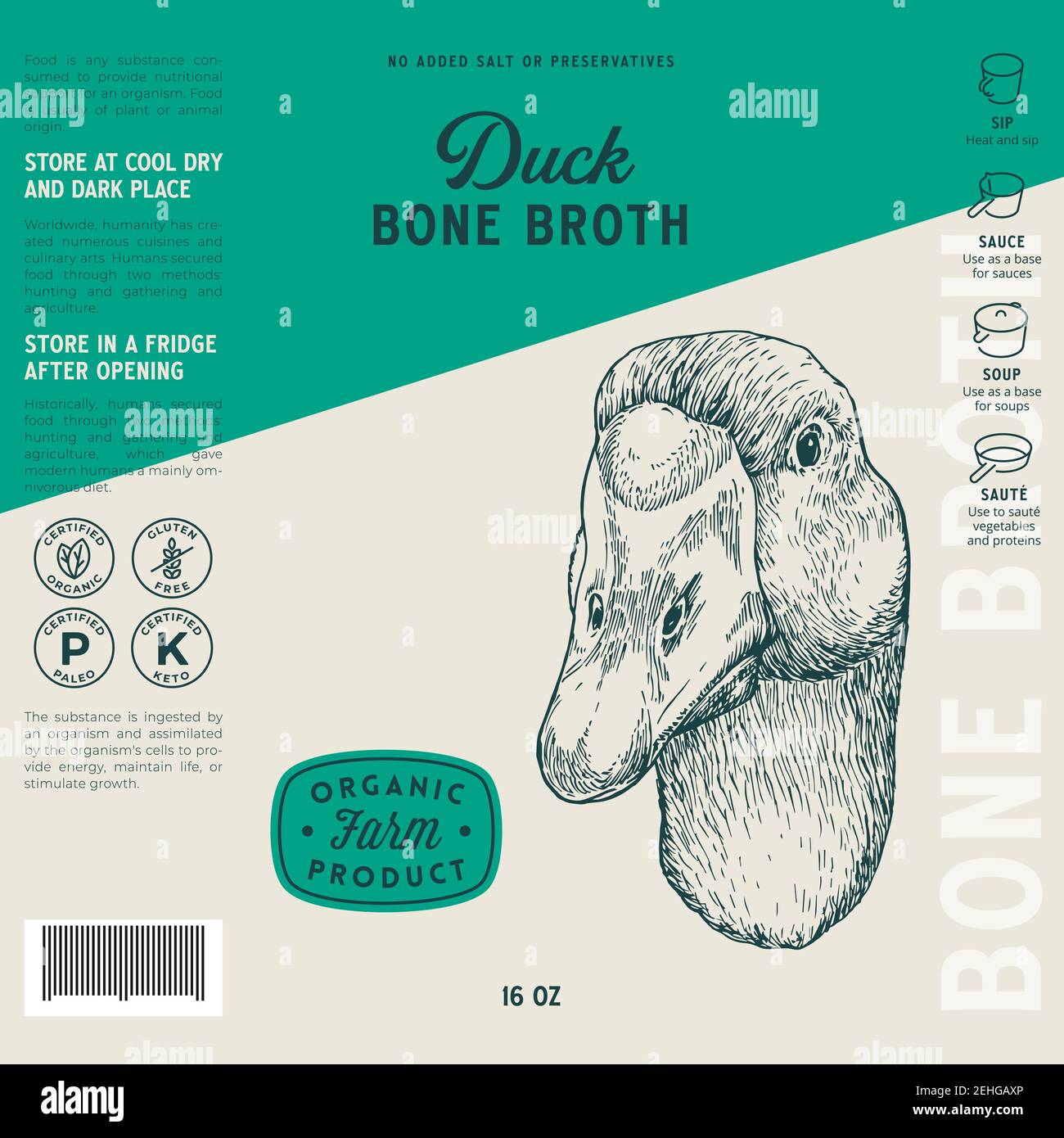 Poultry Bone Broth Label Template. Abstract Vector Food Packaging ...