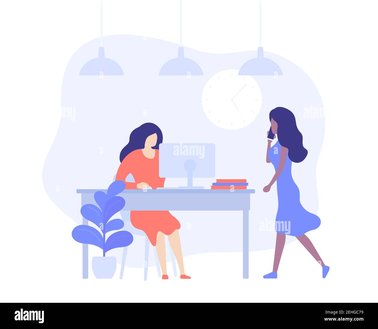 Girls in office Stock Vector Images - Alamy