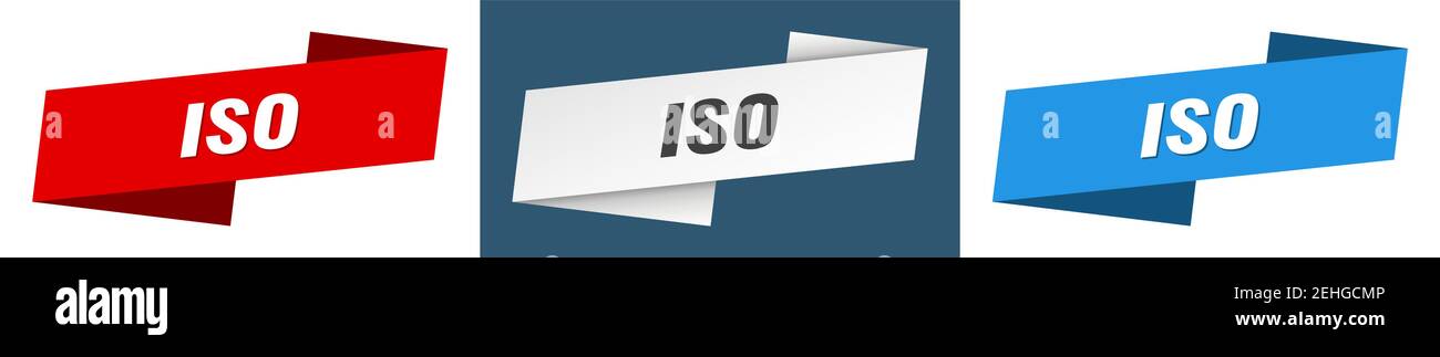 iso ribbon label sign set. iso banner Stock Vector Image & Art - Alamy