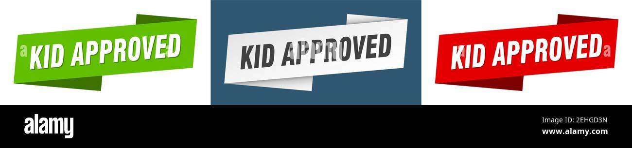 kid approved ribbon label sign set. kid approved banner Stock Vector ...