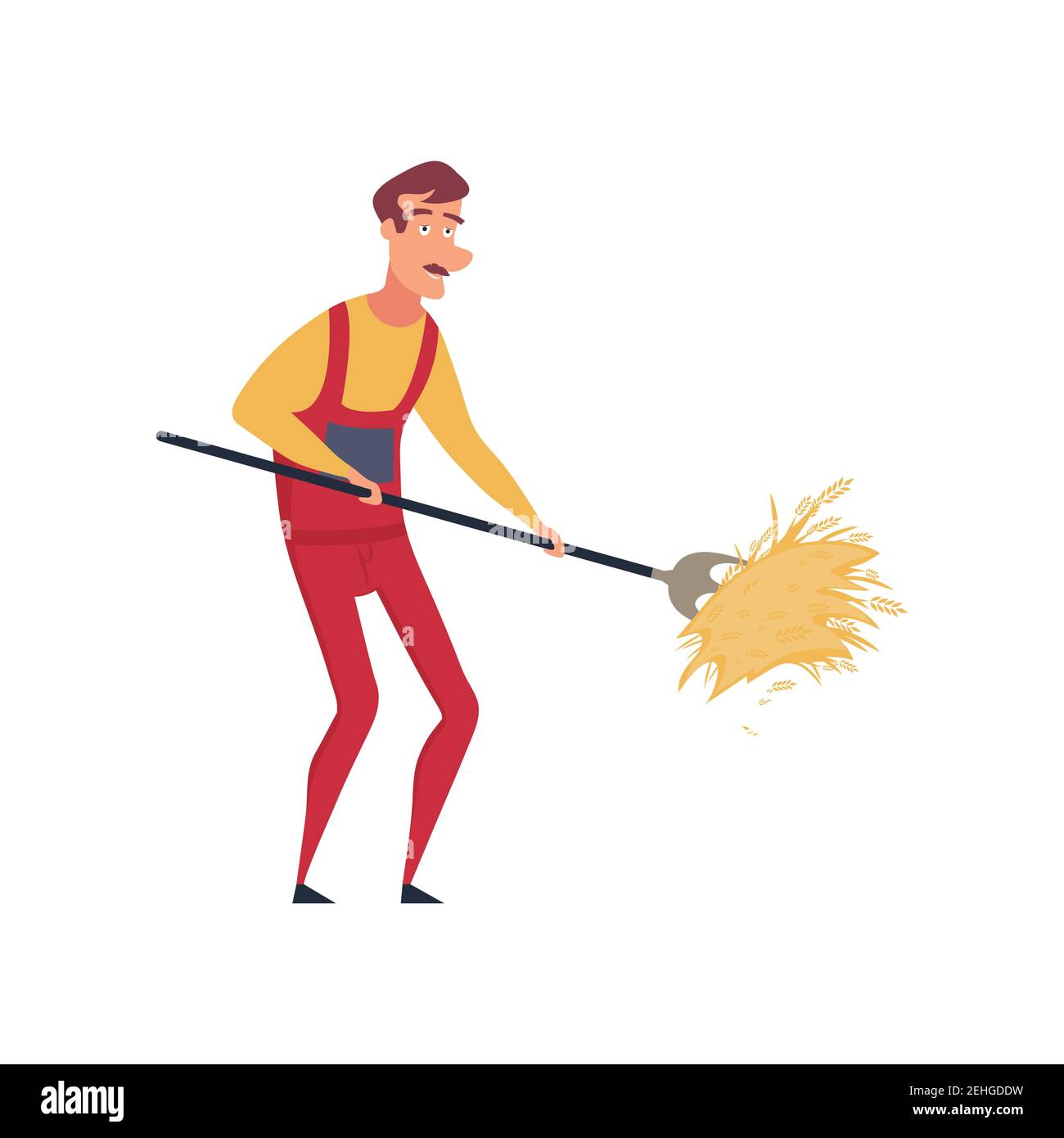 Guy Carrying Stack Of Hay Primitive Geometric Cartoon Style Flat Vector ...