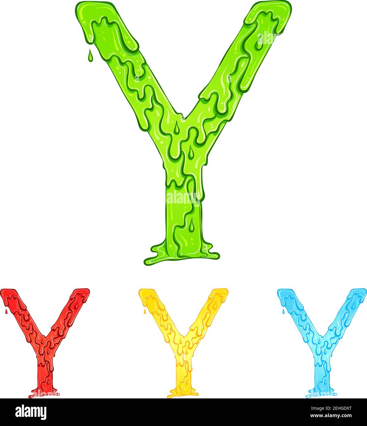 Letter Y with flow drops and goo splash. Color illustration of the ...