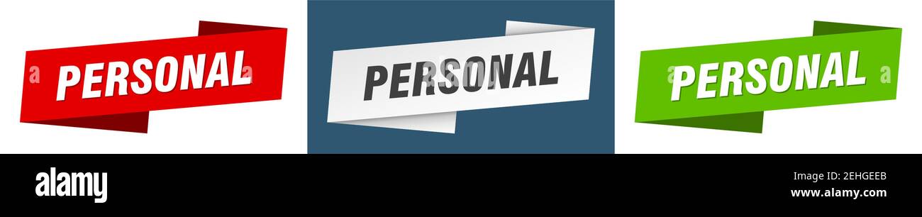 personal ribbon label sign set. personal banner Stock Vector Image ...