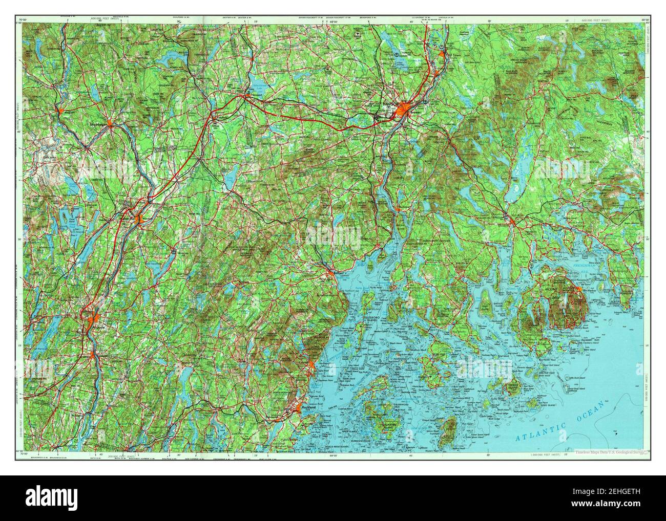 Vintage map of bangor maine hi-res stock photography and images - Alamy