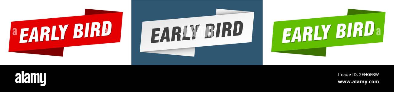 early bird ribbon label sign set. early bird banner Stock Vector Image ...