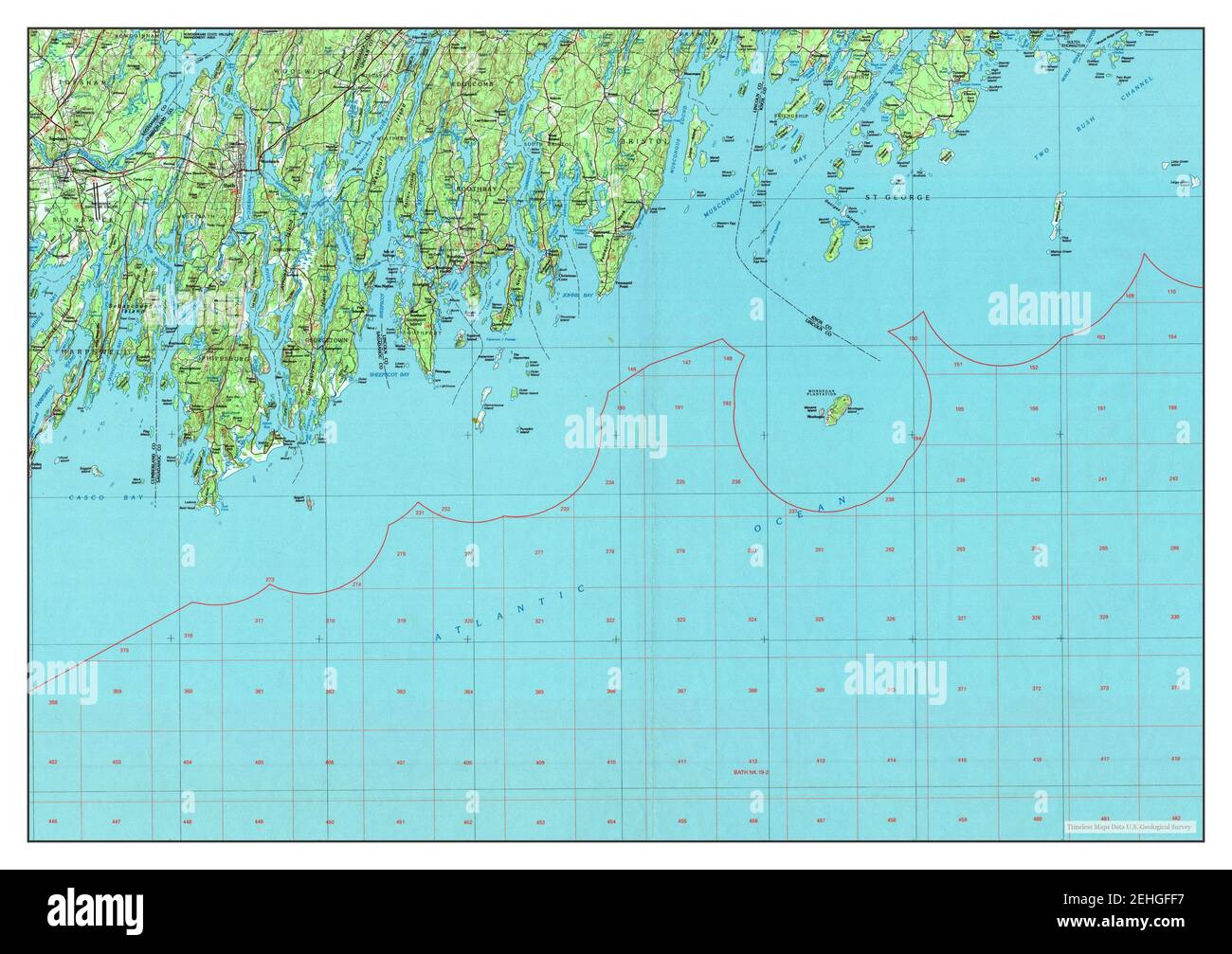 Bath, Maine, map 1985, 1:100000, United States of America by Timeless ...