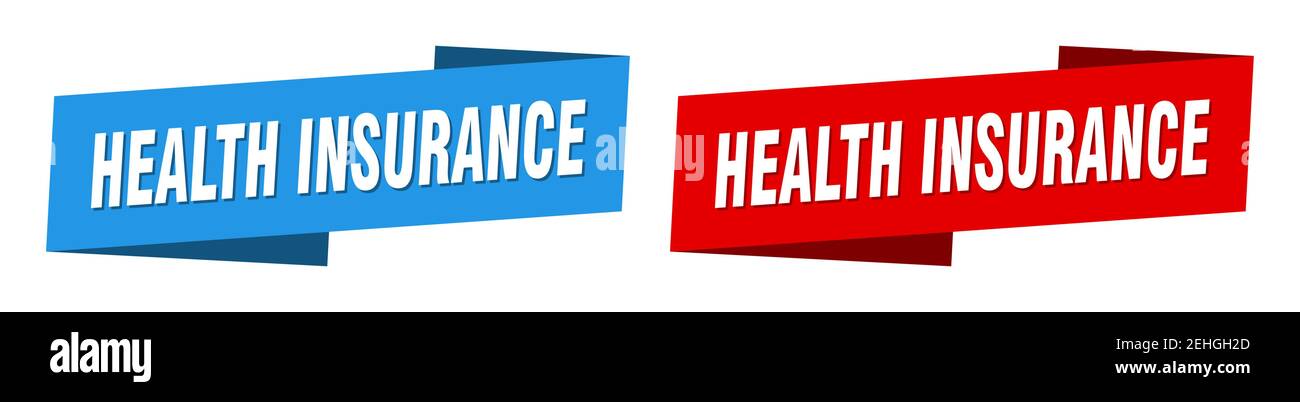 health insurance ribbon label sign set. health insurance banner Stock ...