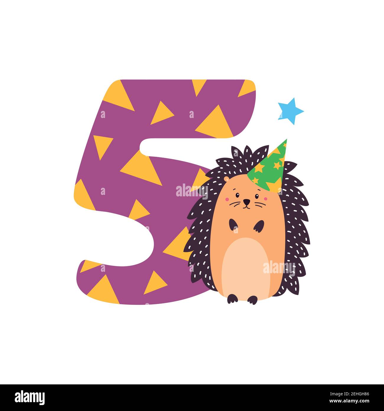 Birthday numbers with cute animals. Vector illustration isolated on ...