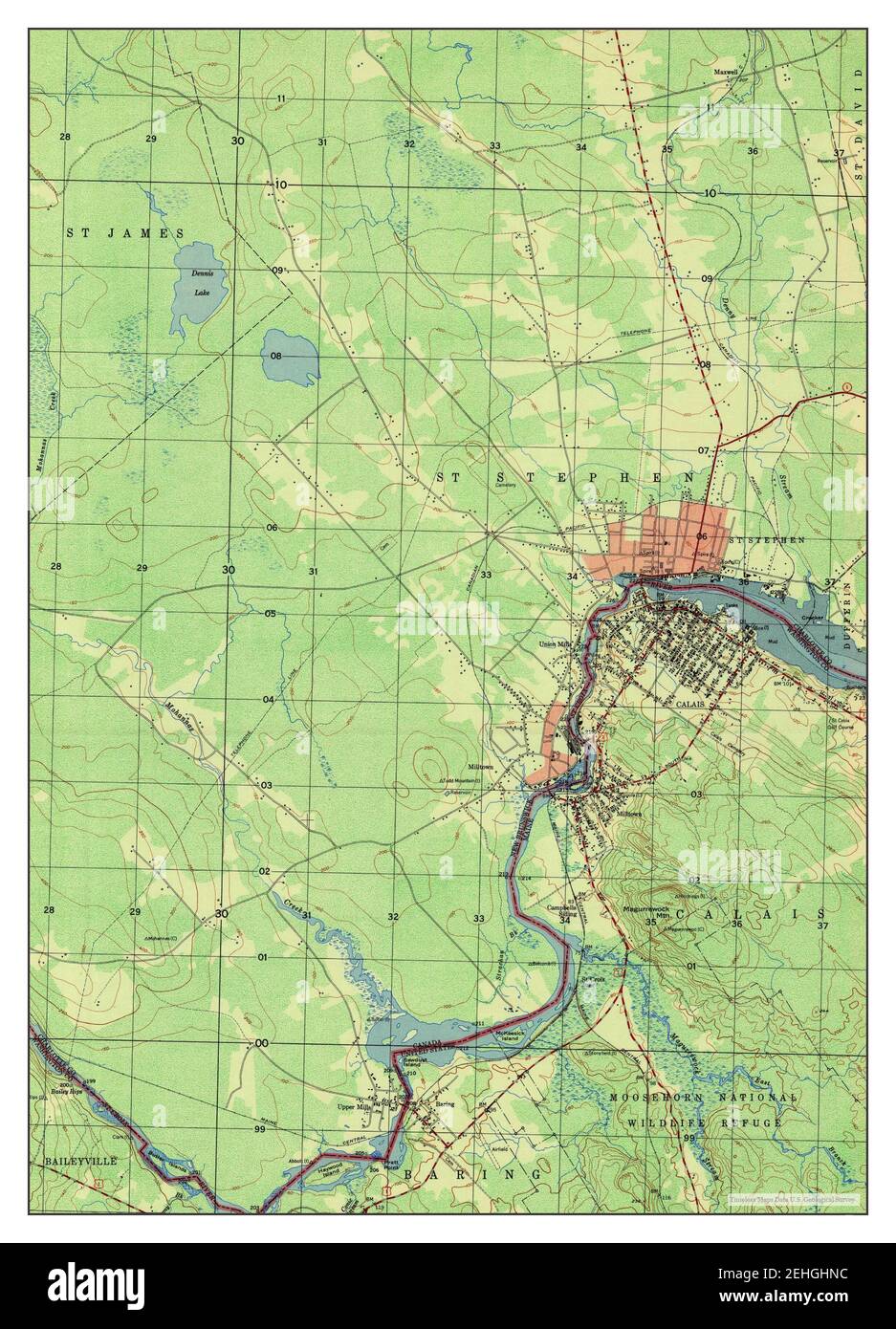 Calais, Maine, map 1954, 1:25000, United States of America by Timeless ...