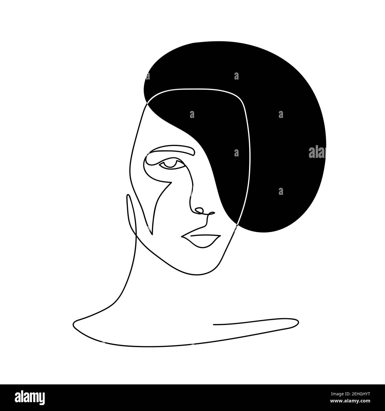 Continuous line abstract face. Contemporary minimalist portrait. Hand ...