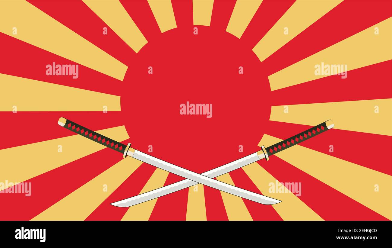 Traditional samurai weapon, Japanese katana sword retro poster design ...