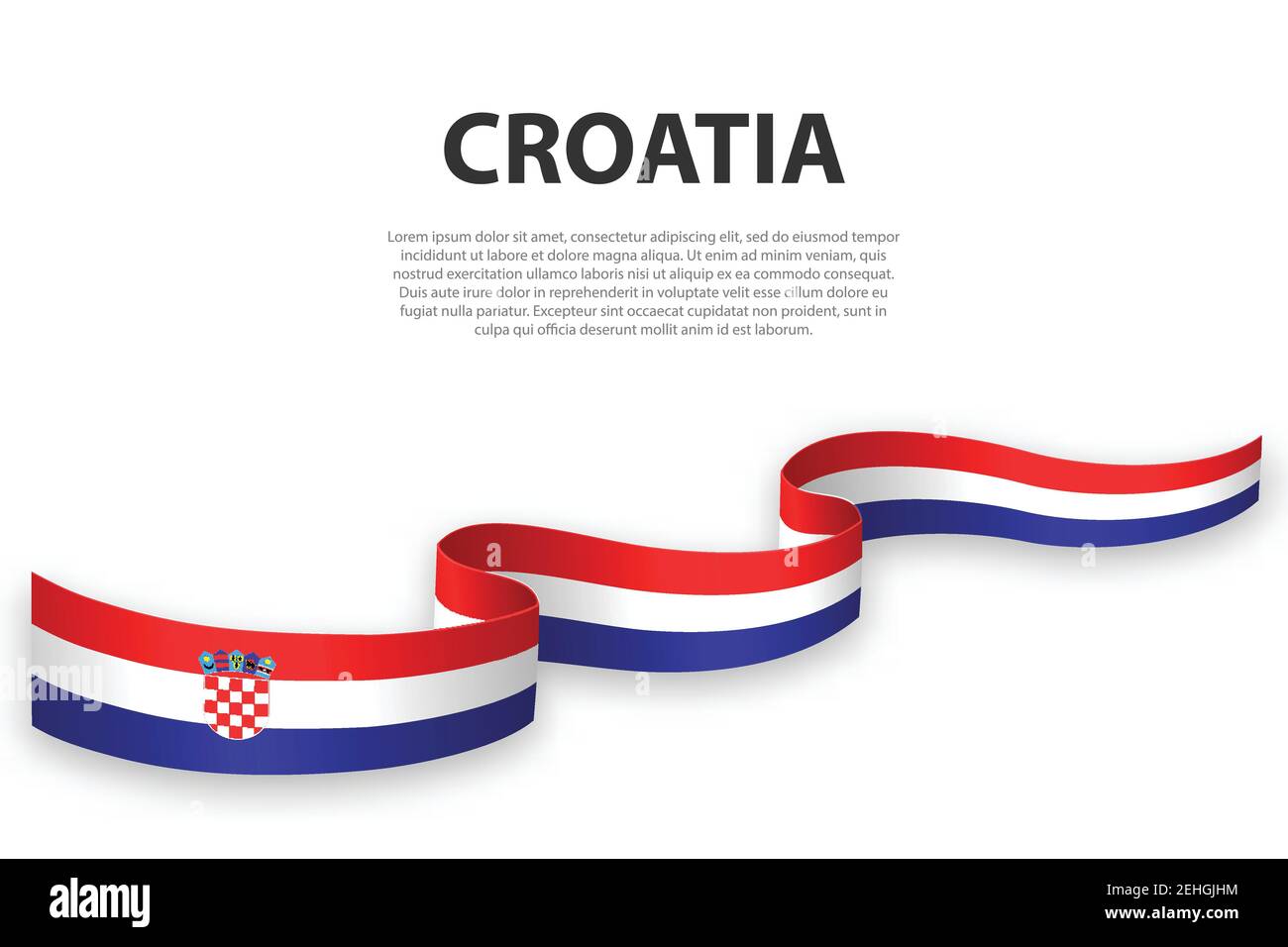 Waving ribbon or banner with flag of Croatia. Template for independence ...