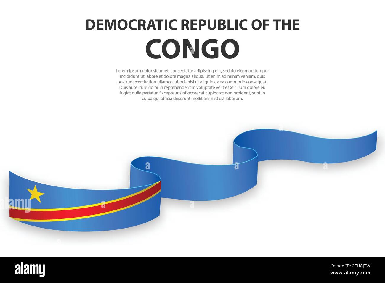Waving ribbon or banner with flag of Democratic Republic Congo ...