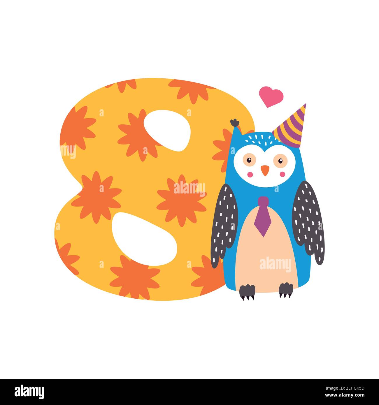 Birthday numbers with cute animals. Vector illustration isolated on ...