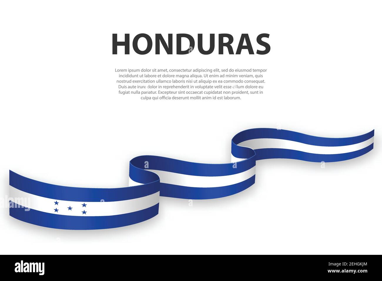 Waving ribbon or banner with flag of Honduras. Template for ...